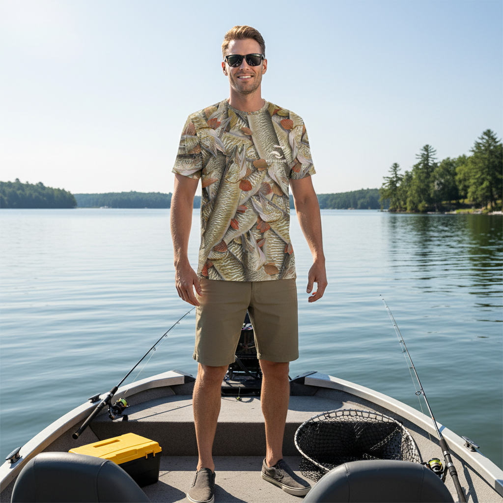 Tiger Muskie All-Over Print Fishing T-Shirt | Reelistic Replicas