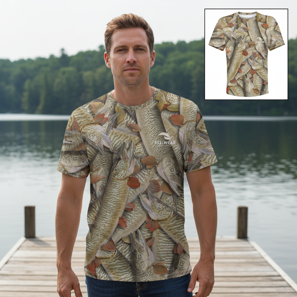 Tiger Muskie All-Over Print Fishing T-Shirt | Reelistic Replicas