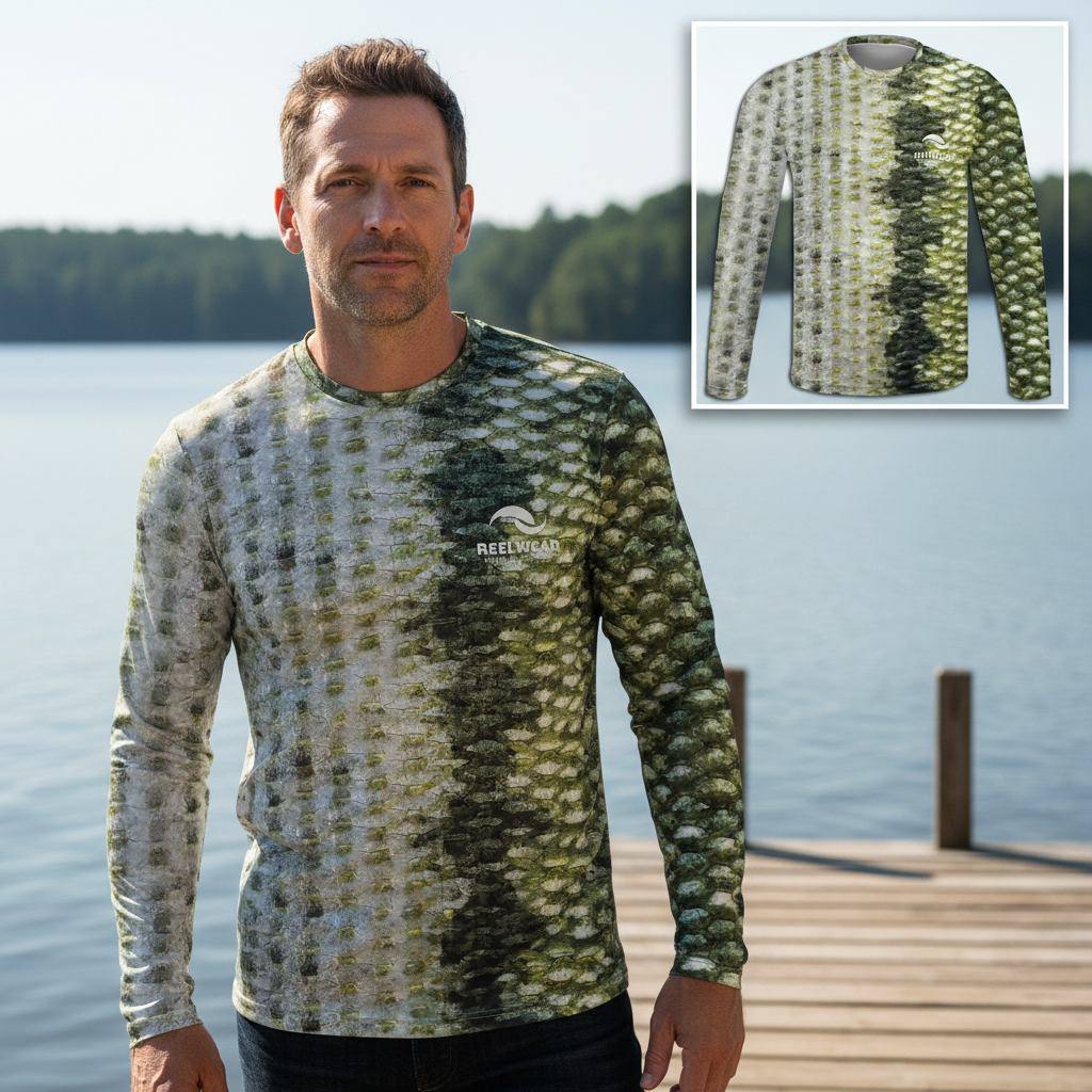 Largemouth Bass Skin Long Sleeve Fishing Shirt | Reelistic Replicas
